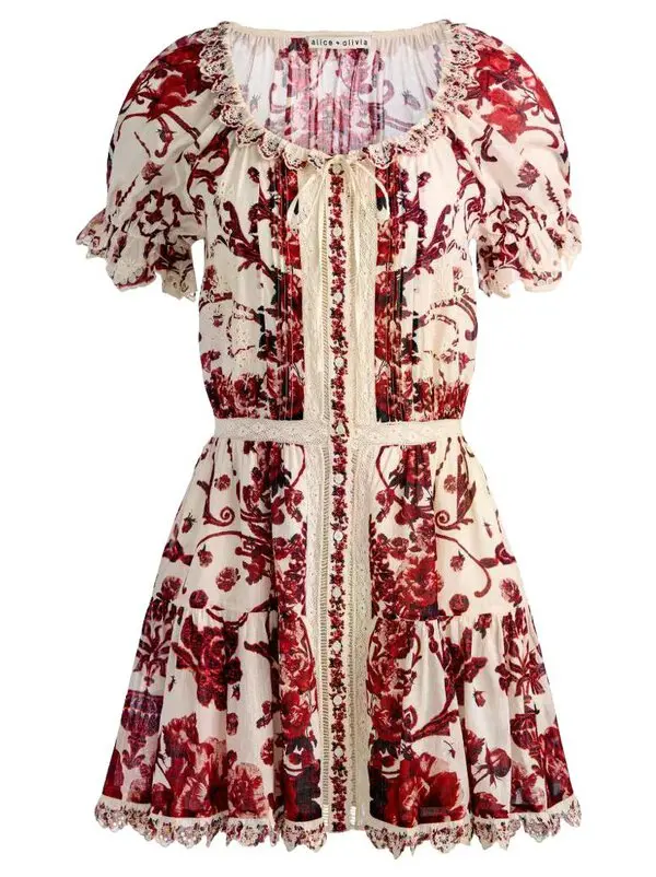 Alice + Olivia Floral Print Mini Dress - White