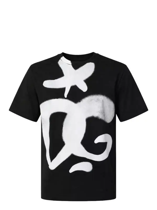 Dolce & Gabbana Dg Logo Graffiti-print T-shirt - Black