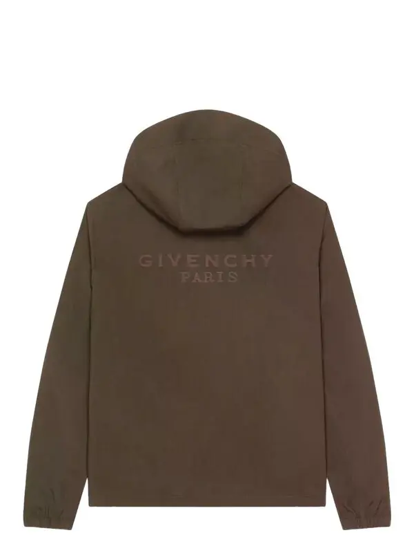 Givenchy Hooded Logo Print Jacket - Brown