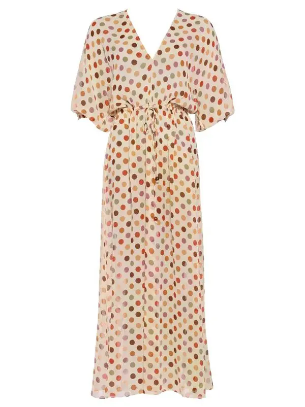 ERES Polka-dot V-neck Midi Dress - Neutrals