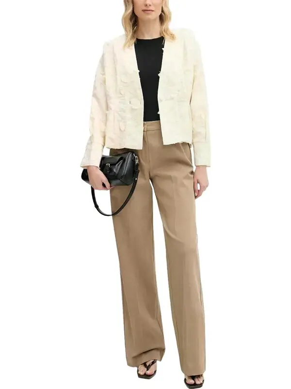 HOSS INTROPIA Gema Embroidered Fringe-detail Blazer - Neutrals