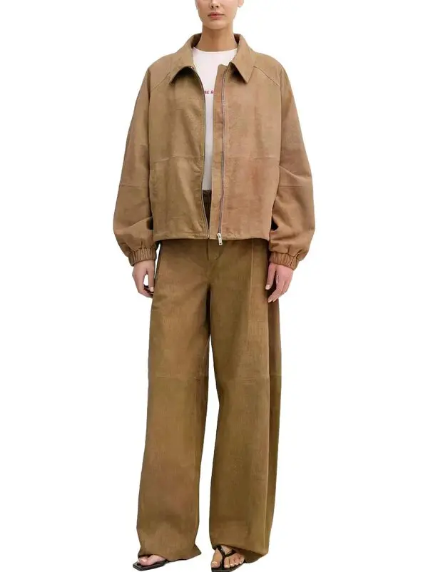 GESTUZ Estelle Croc-effect Palazzo Trousers - Brown