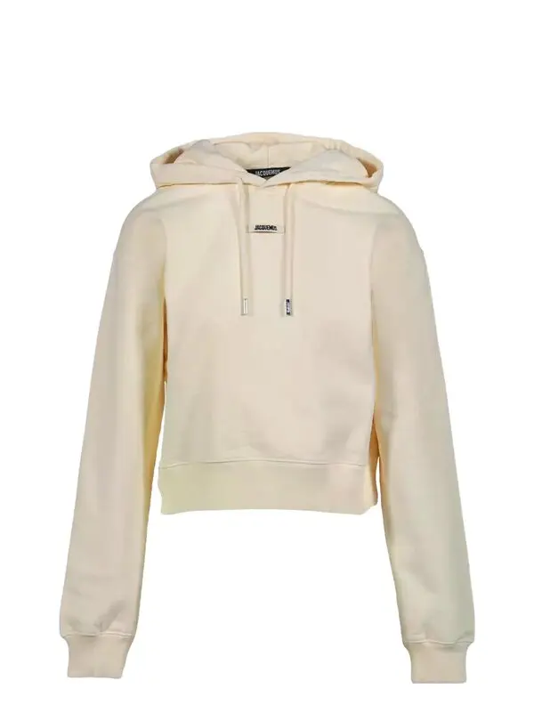 Jacquemus Logo Patch Cropped Hoodie - Neutrals
