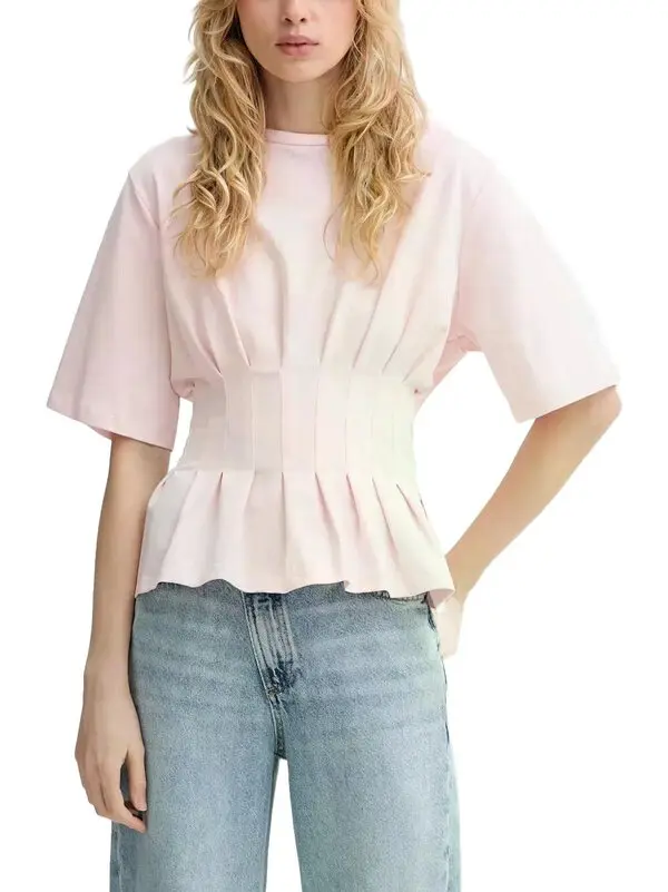 GESTUZ Pleated Peplum T-shirt - Pink