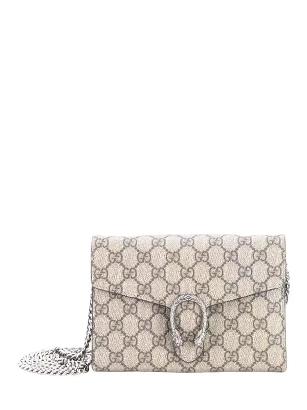 Gucci Dionysus Chain Wallet Gg Coated Canvas Small Crossbody Bag - Brown
