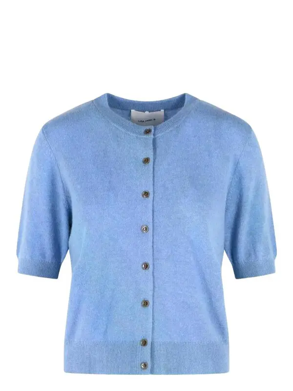 LISA YANG Short Sleeve Cashmere Cardigan - Blue