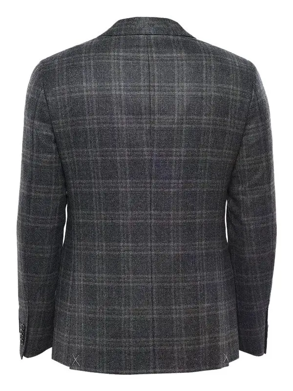 Corneliani Tartan Single-breasted Blazer - Grey