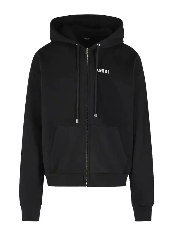 Amiri Logo-print Zip-up Hoodie - Black