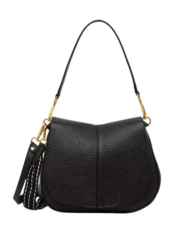 GIANNI CHIARINI Helena Round Grainy Leather Tote Bag - Black