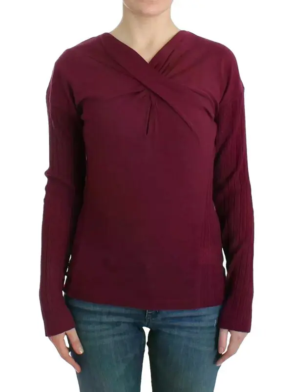 Roberto Cavalli Twisted V-neck Sweater - Purple