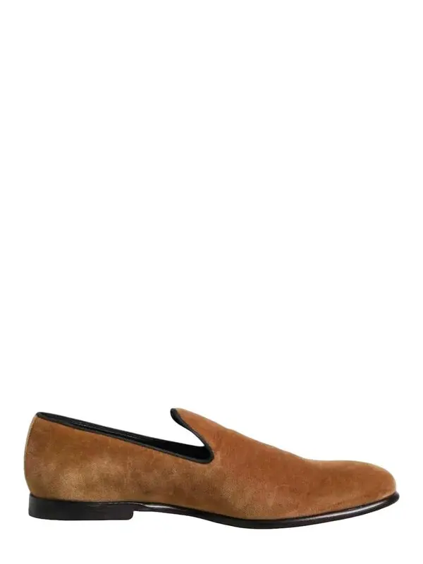 Dolce & Gabbana Velvet Slip-on Loafers - Brown