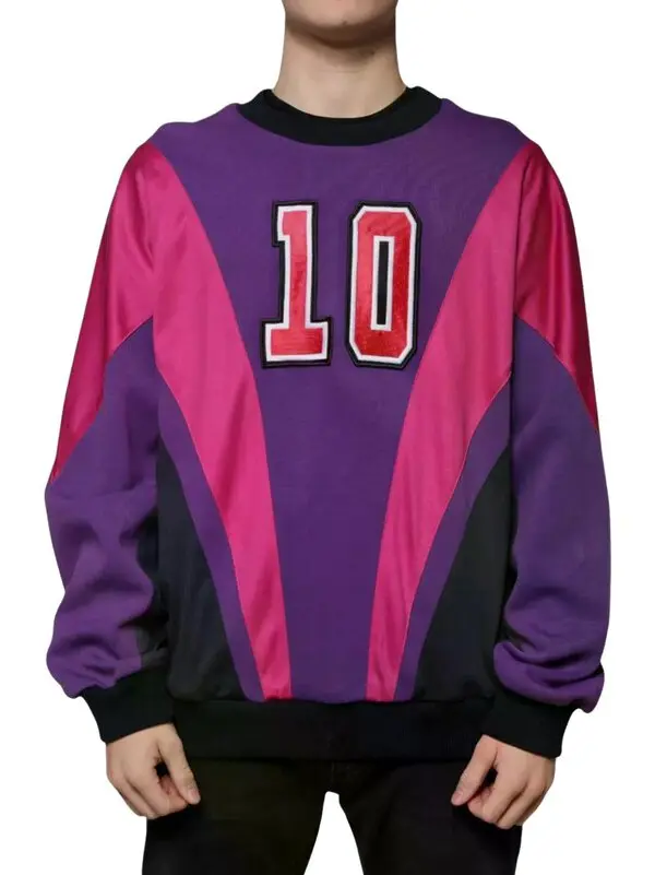 Dolce & Gabbana Colorblocked Patch Detail Crew Neck Sweater - Purple