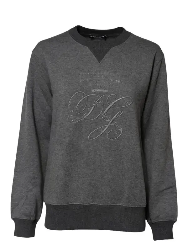 Dolce & Gabbana Embroidered Logo Crew Neck Sweater - Grey