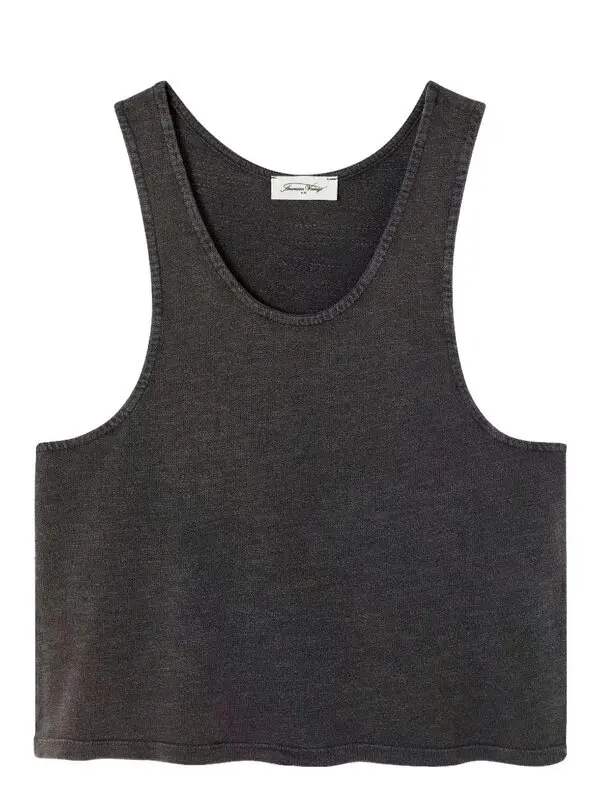 American Vintage Cropped Racer Back Tank Top - Grey