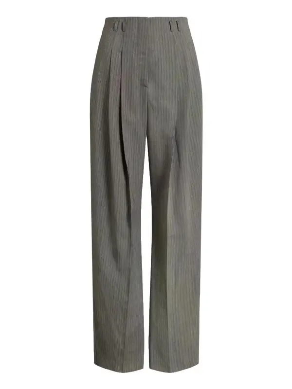 Alberta Ferretti Pinstripe Pleated Trousers - Grey
