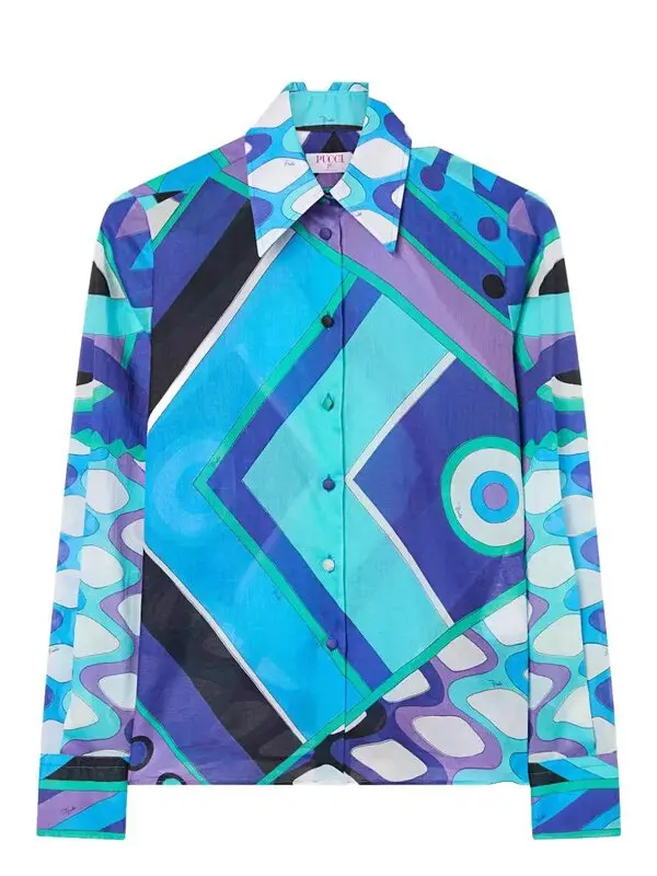 Emilio Pucci Vivara Print Cotton Muslin Shirt - Blue