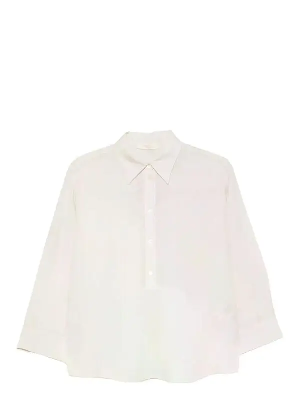 SLOWEAR Polo-collar Linen Blouse - Neutrals