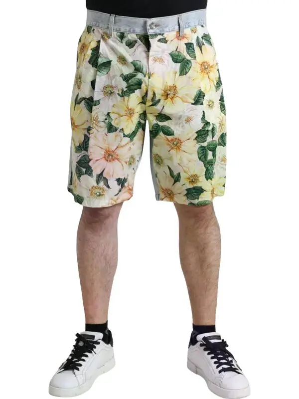 Dolce & Gabbana Floral Print Denim Shorts - Blue