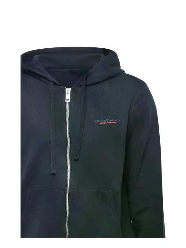 DIESEL® Zip-up Hoodie With Logo Print - Blue