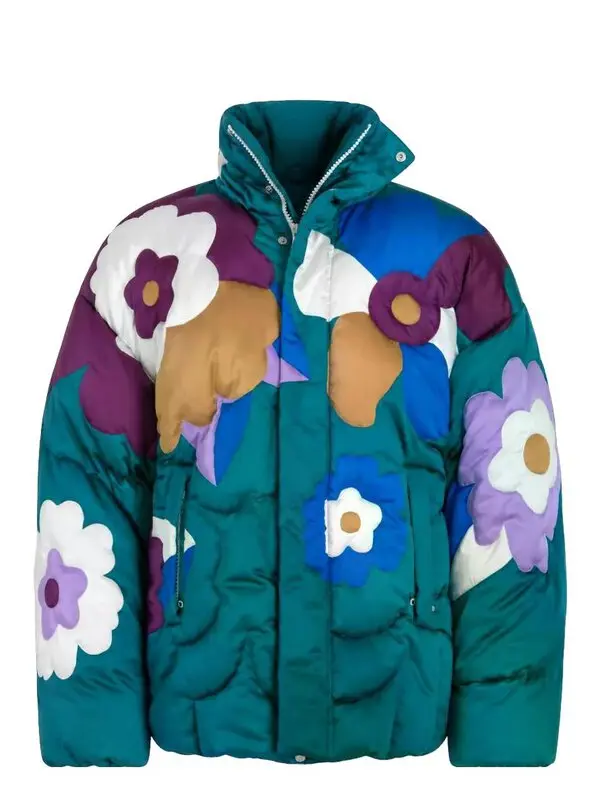 Dolce & Gabbana Floral Appliqué Padded Jacket - Green