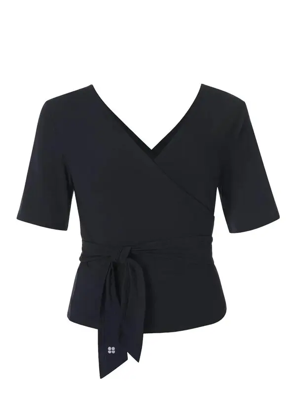 Sweaty Betty Wrap Tie-waist Top - Black