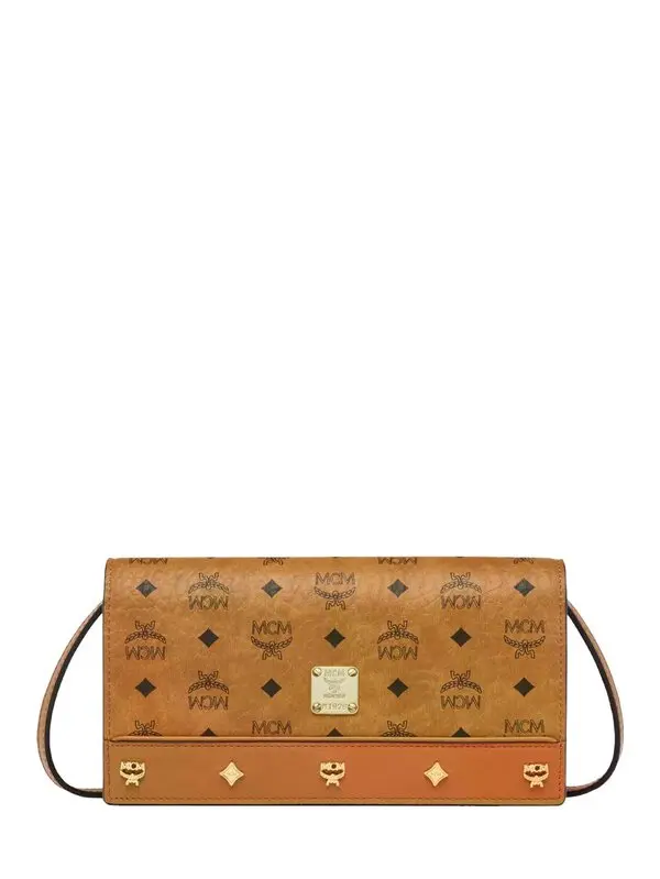 Mcm Visetos Studded Shoulder Bag - Brown