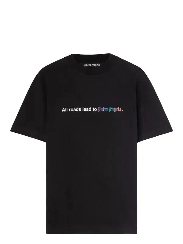 Palm Angels Logo-print Crew-neck T-shirt - Black