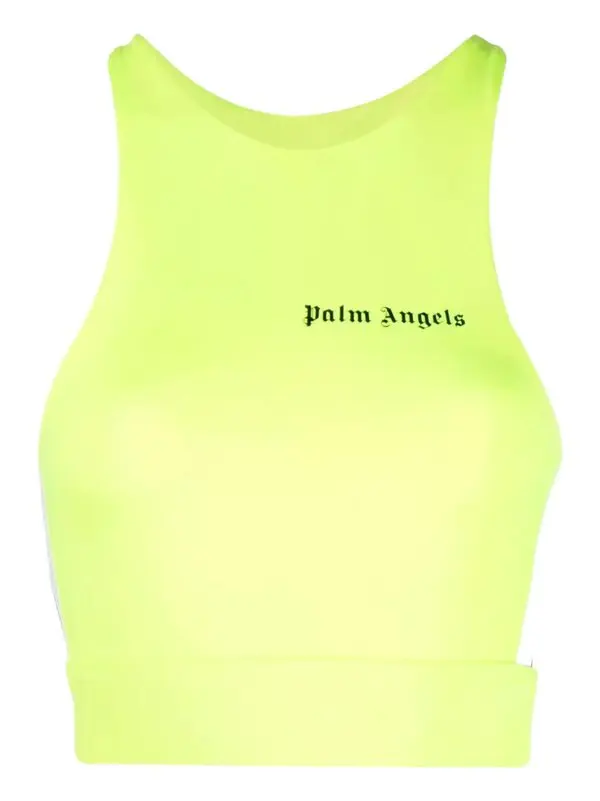 Palm Angels Cropped Logo Tank Top - Yellow