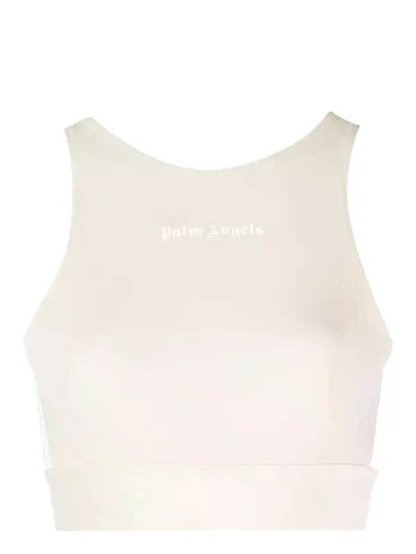 Palm Angels Logo Print Cropped Tank Top - Neutrals