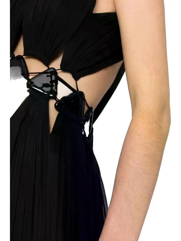 Alberta Ferretti Silk Cut-out Halterneck Maxi Dress - Black