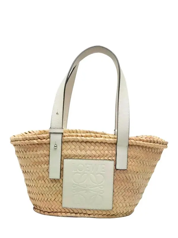Loewe Raffia Anagram Basket Tote Bag - White