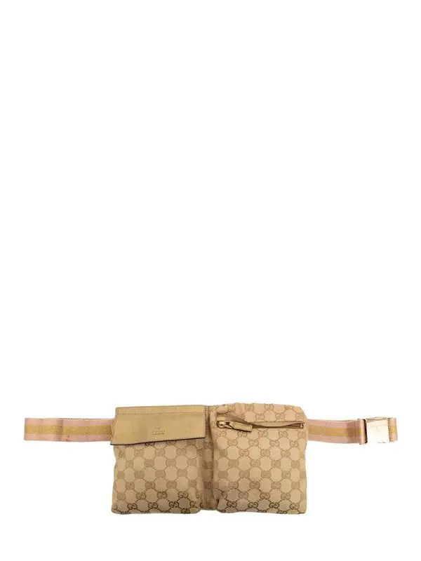 Gucci Gg Canvas Web Double Pocket Belt Bag - Neutrals