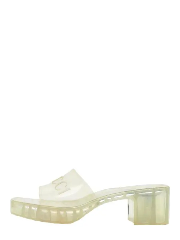 Gucci Logo-embossed Transparent Block Heel Mules - White