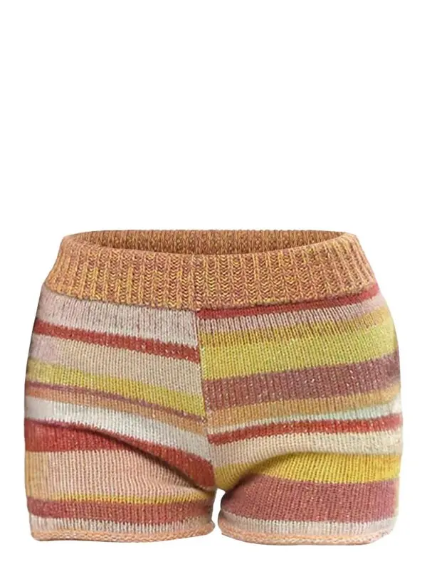 THE ELDER STATESMAN Striped Cashmere Shorts - Orange