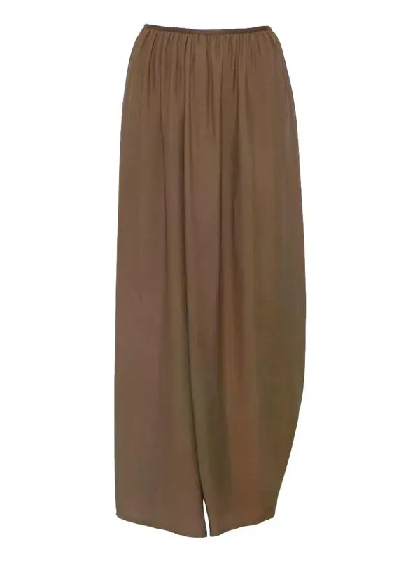 FORTE_FORTE Front Slit Draped Skirt - Brown