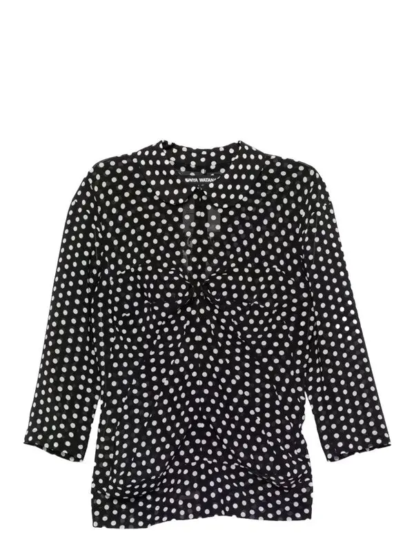 Junya Watanabe Polka-dot Ruched Blouse - Black