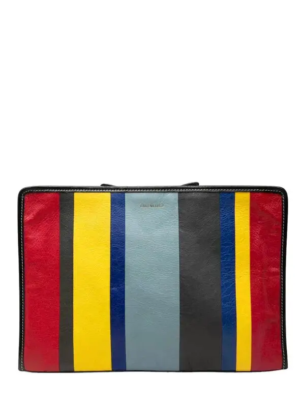 Balenciaga Striped Lambskin Bazar Clutch Bag - Multicolour