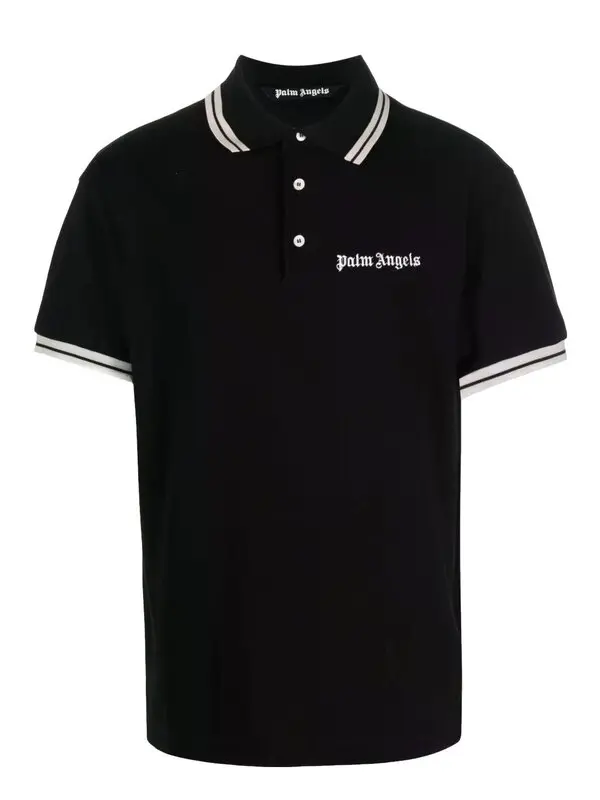 Palm Angels Embroidered-logo Polo Shirt - Black