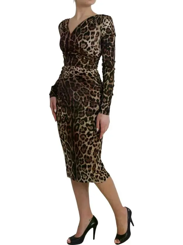 Dolce & Gabbana Leopard-print Charmeuse Midi Dress - Neutrals