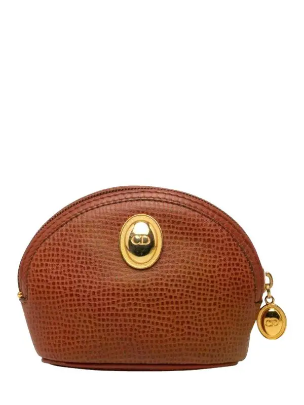 Dior Grained Leather Cd Logo Coin Pouch - Brown