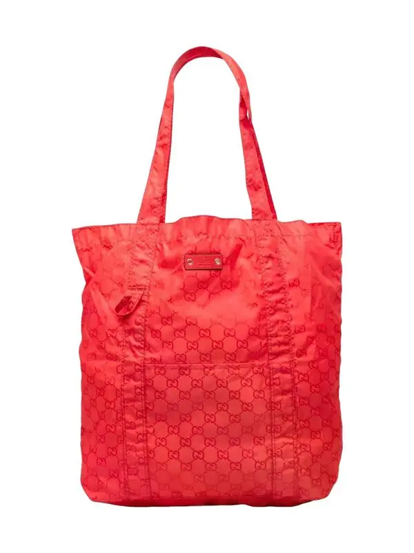 Gucci Gg Nylon Teddy Bear Folding Tote Bag - Red