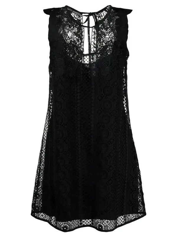 Alberta Ferretti Embroidered Lace Knee-length Dress - Black