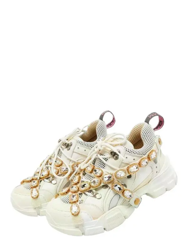 Gucci Flashtrek Crystal-embellished Low-top Sneakers - Neutrals