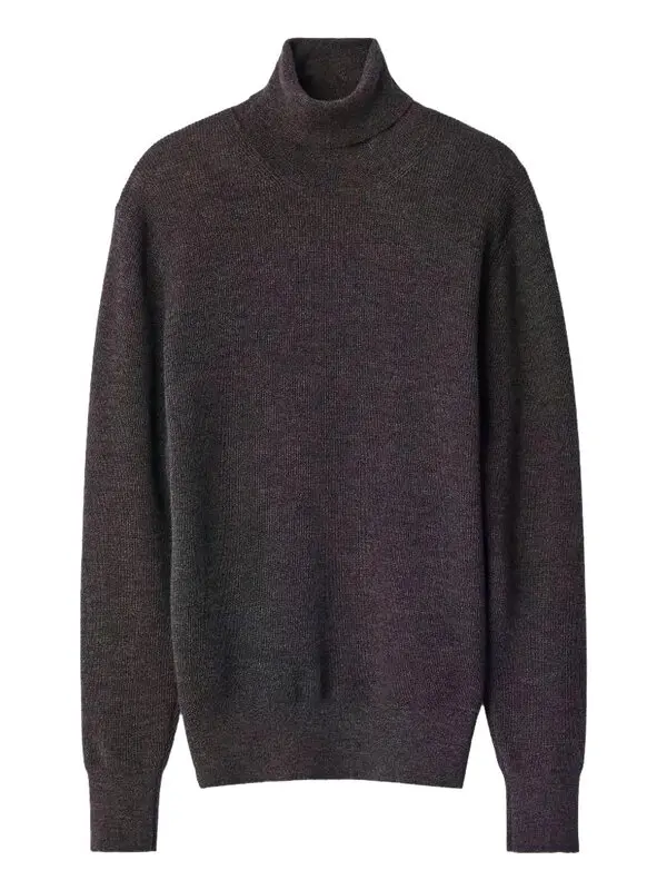 LEMAIRE Stand-collar Fine Mouliné Merino Wool Sweater - Brown