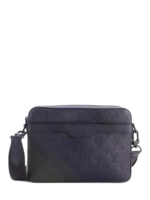 LOUIS VUITTON Trio Messenger Bag Monogram Shadow Leather Crossbody - Black