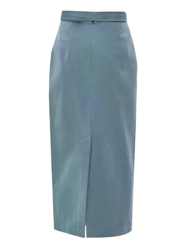 SUPER BLOND Belted Pencil Midi Skirt - Blue