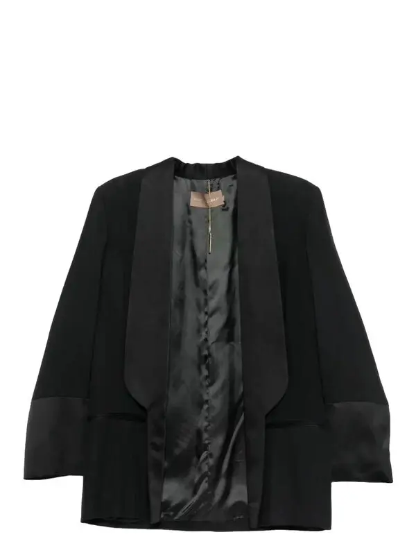SIMONA CORSELLINI Satin-trim Shawl-lapel Blazer - Black