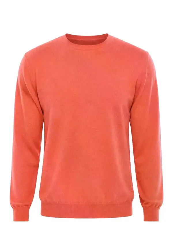 Malo Crew Neck Fine-knit Wool Top - Orange