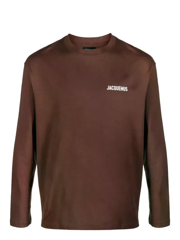 Jacquemus Long Sleeve T-shirt With Logo Print - Brown