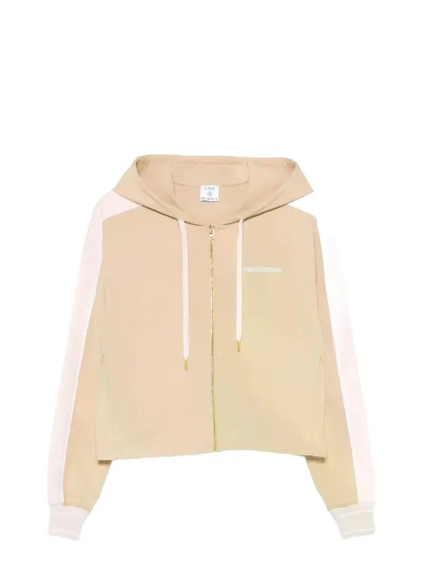 Casablanca Zip-up Hoodie With Side Stripes - Neutrals